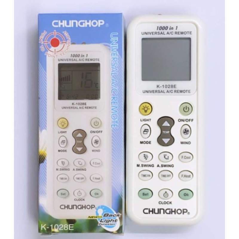 CHUNGHOP UNIVERSAL AIR COND REMOTE CONTROL 1000 IN 1 K-1028E WITH BLACK ...