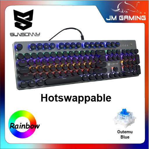 SUNSONNY S-J104 PUNK ROUND KEYCAP MECHANICAL KEYBOARD HOTSWAPPABLE ...