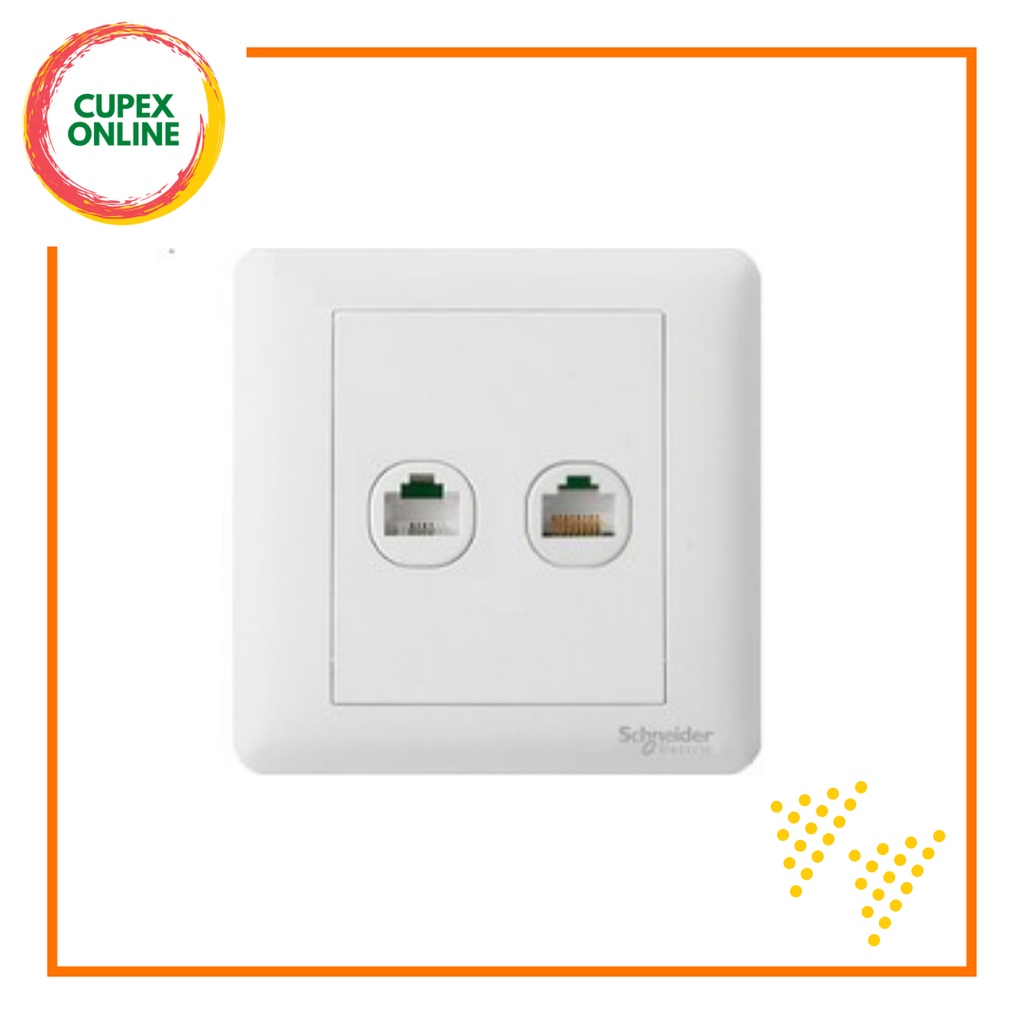 Schneider Electric Affle Plus 2 Gang Telephone & Cat 5e Data Socket ...