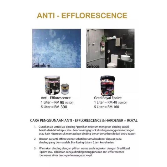 ANTI-EFFLORESCENCE 1LITER (KULAT PUTIH/TOMPOK PUTIH DAN SEANGKATAN ...