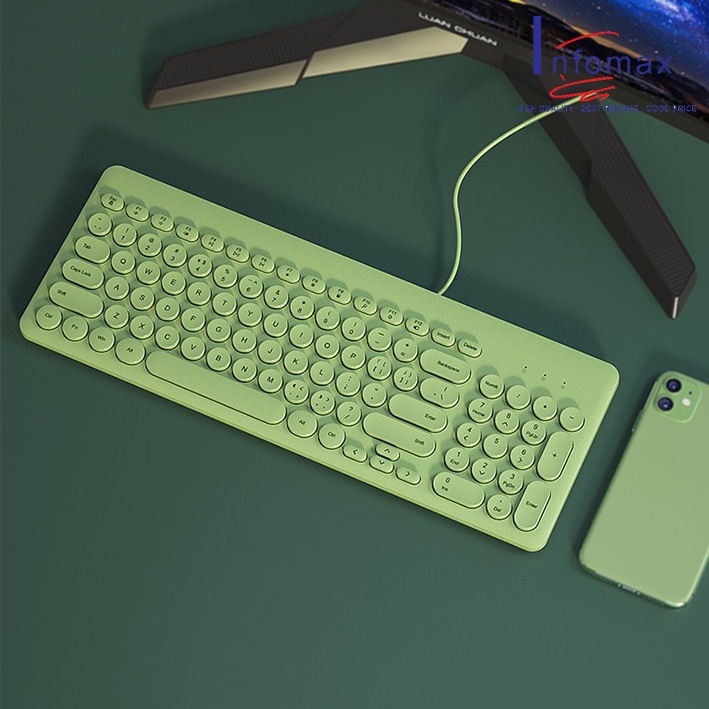 B.O.W K221U Wired Keyboard Round Concave Keycap Silent Plug And Play ...