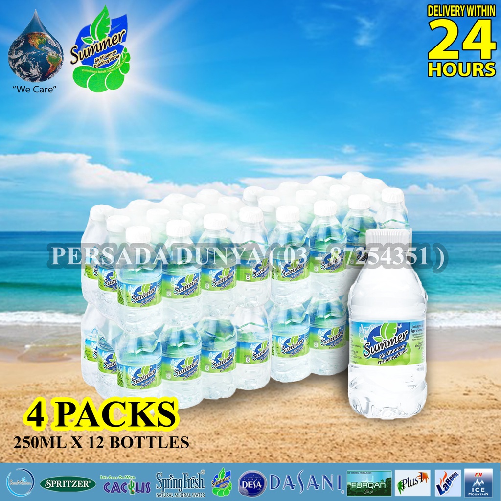 SUMMER Drinking Water (250ml x 12 Bottles x 4 Shrink Packs) | Shopee ...