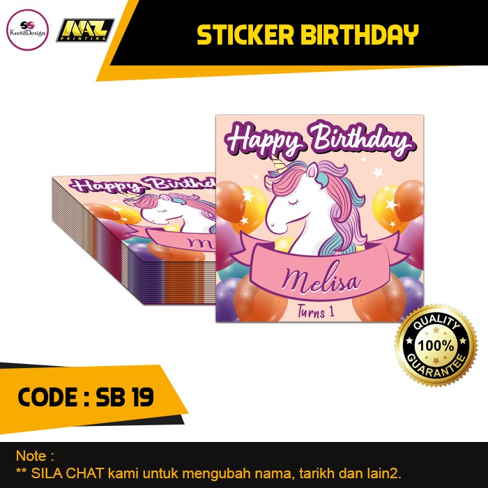 UNICORN BIRTHDAY STICKER (DOORGIFT STICKER) | Shopee Malaysia