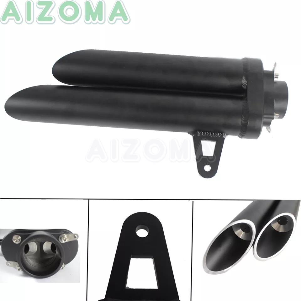 Motorcycle Twin Holes Exhaust Muffler Universal Silencer Pipe for YZF ...