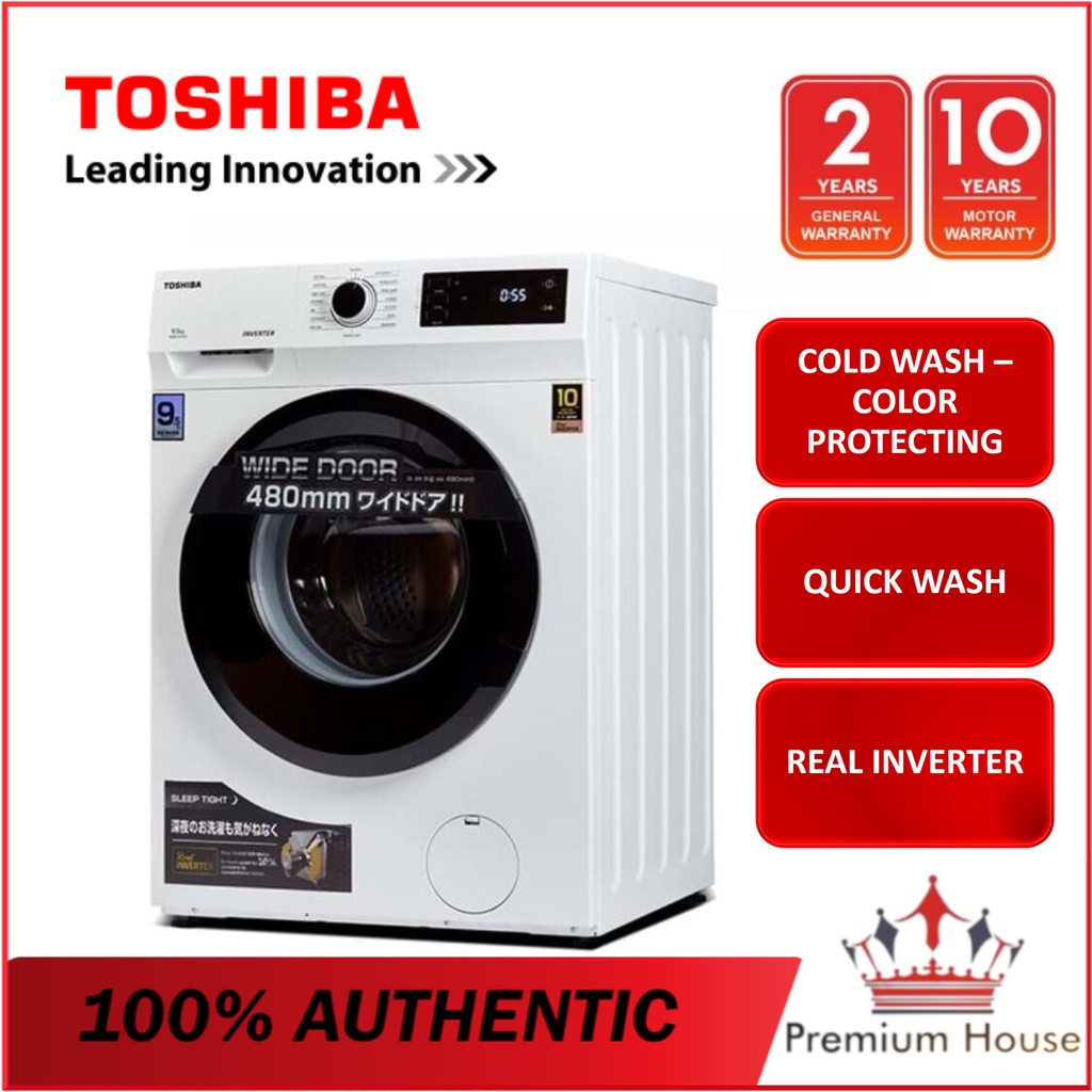[MUAR & MELAKA FREE SHIPPING] TOSHIBA 9.5KG INVERTER FRONT LOAD WASHER TW-BK105S2M WASHING ...