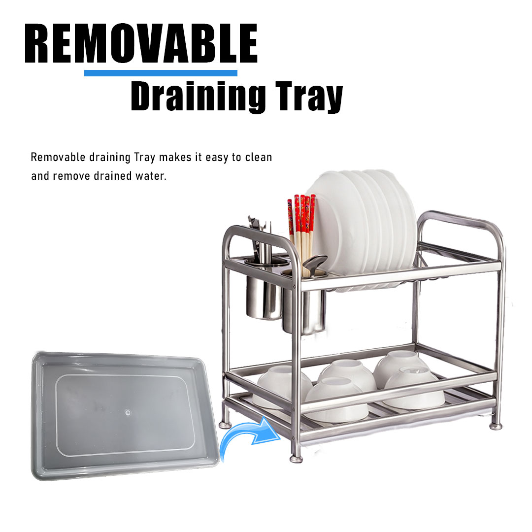 XC-1007 2 TIER SUS 304 STAINLESS STEEL DISH RACK MULTIPURPOSE CULTERY ...