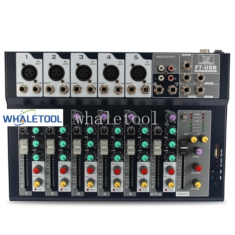 7 Channel Audio Mixer Individual Bluetooth USB Computer Play Record ...