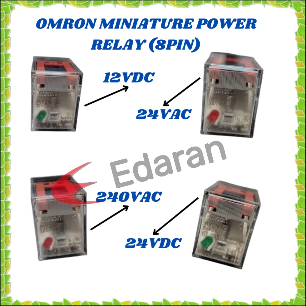 OMRON MY2N-GS MINIATURE POWER RELAY (8PIN) - 24VAC , 240VAC , 12VDC AND 24VDC | Shopee Malaysia