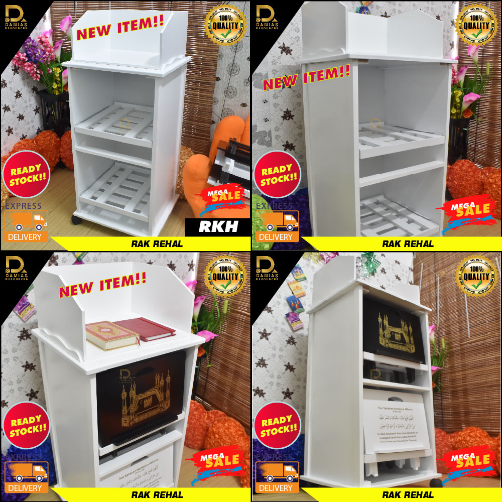 Rak AL quran Cabinet Wooden Kayu Serbaguna Simpan /Susun Rehal Storage ...