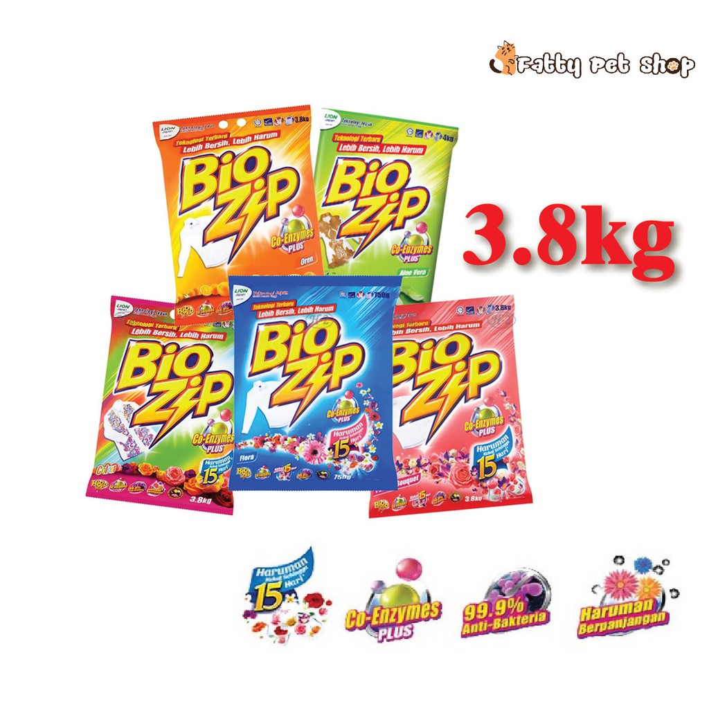 Bio Zip Powder Detergent 3.8kg | Shopee Malaysia