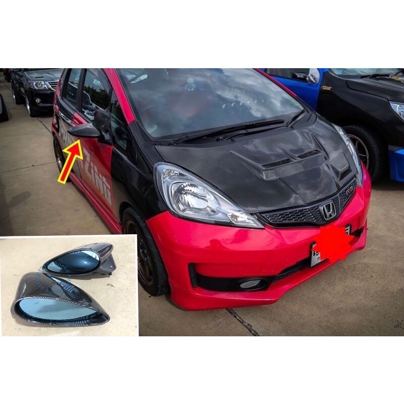 HONDA JAZZ 2008-2013 GE SPOON SIDE MIRROR CARBON LOOK SPOON MIRROR ...