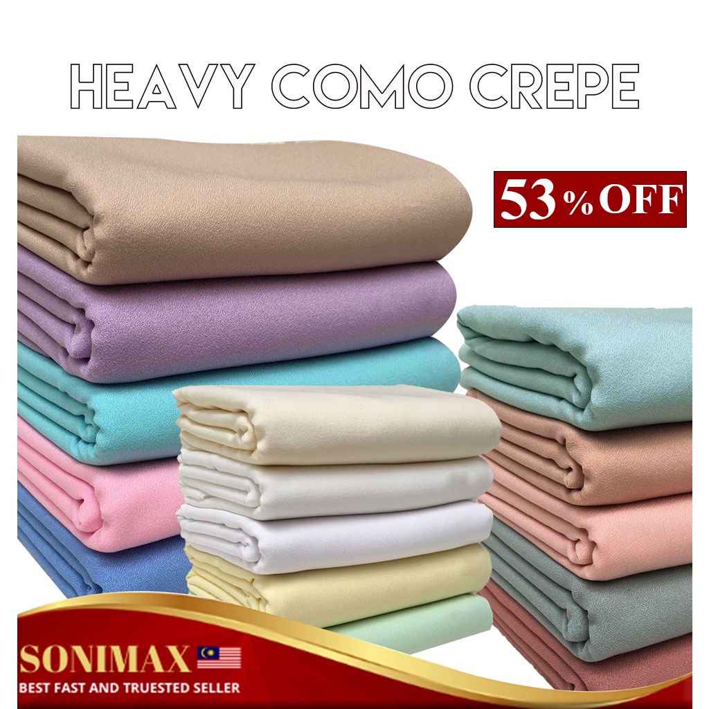 Premium Heavy Como Crepe Bidang 60 Kain Pasang Harga Utk 0.5m | Shopee ...