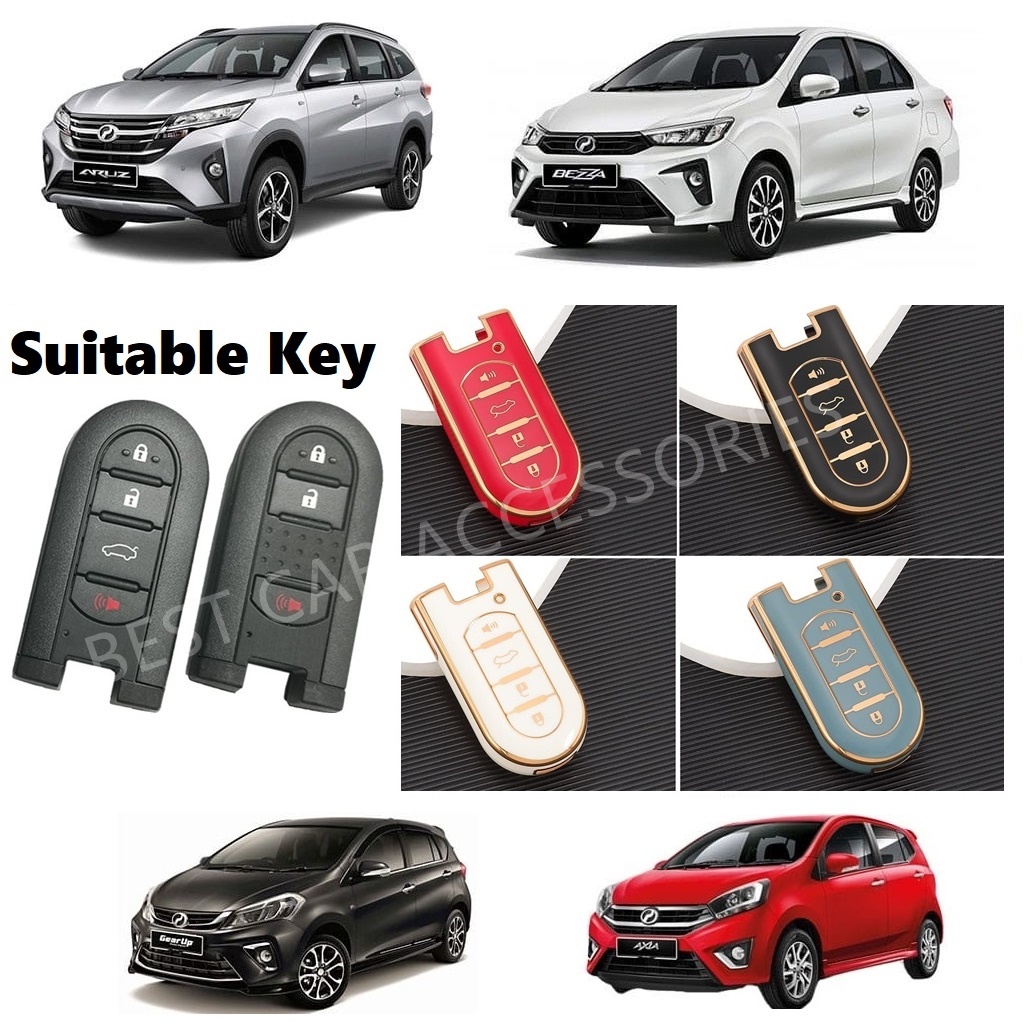 Perodua Chrome Gold TPU Car Key Cover MYVI BEZZA AXIA ARUZ Sarung ...