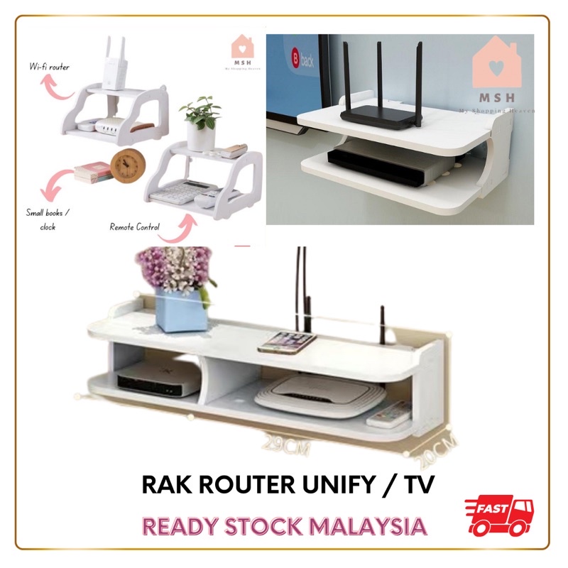 Rak Modem unifi TV dekoder 2 tingkat / Double wifi router storage rack ...