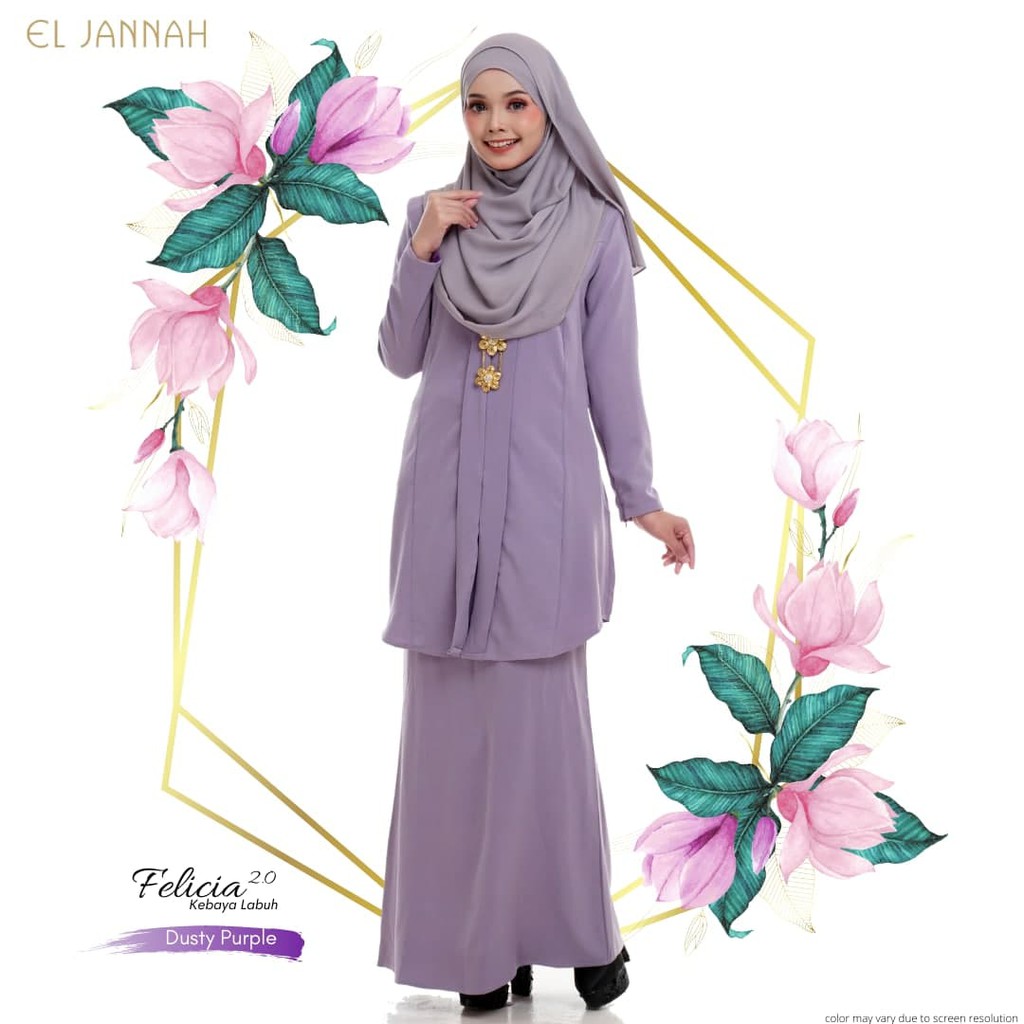 Kebaya Labuh Dusty Purple Unggu Lembut Lilac Purple Pastel Labuh Pluss ...