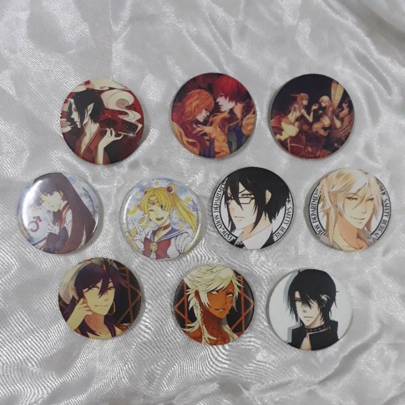 (Preloved) Badges (Kidchan, Sailormoon, Psycho Pass, Uraboku, Magi ...