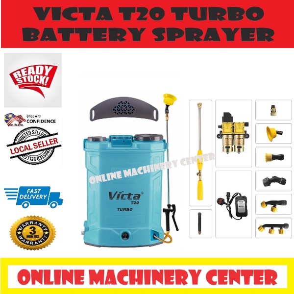 Victa T20 Turbo 20L Rechargeable Cordless Double Pump Knapsack Sprayer Chemical Pump (Pam Galai ...