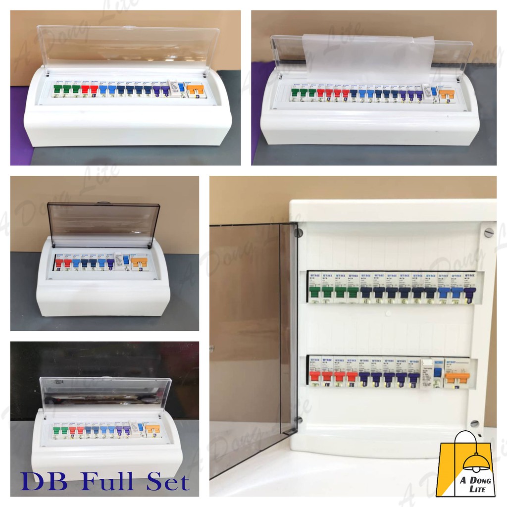 Tbc And Wynex 40a 63a Full Set Db Box With Mcb Elcb Main Switch Mcb Box