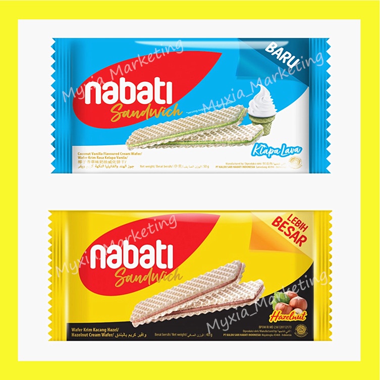 MYXIA Nabati Klapa Lava Sandwich Cream Wafer 50g Nabati Hazelnut ...
