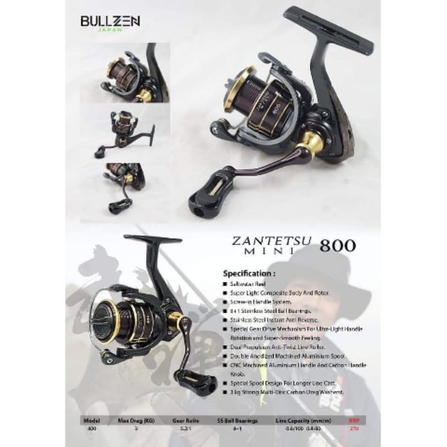 BULLZEN ZANTETSU MINI 500/800 ULTRALIGHT REEL | Shopee Malaysia