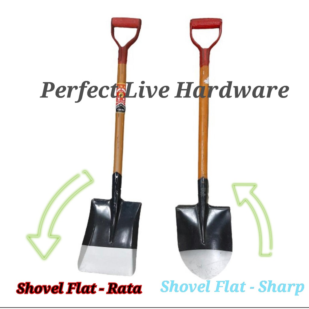 Gardening Spade Shovel Flat Sharp With Wooden Handle / Cangkuk Pasir ...