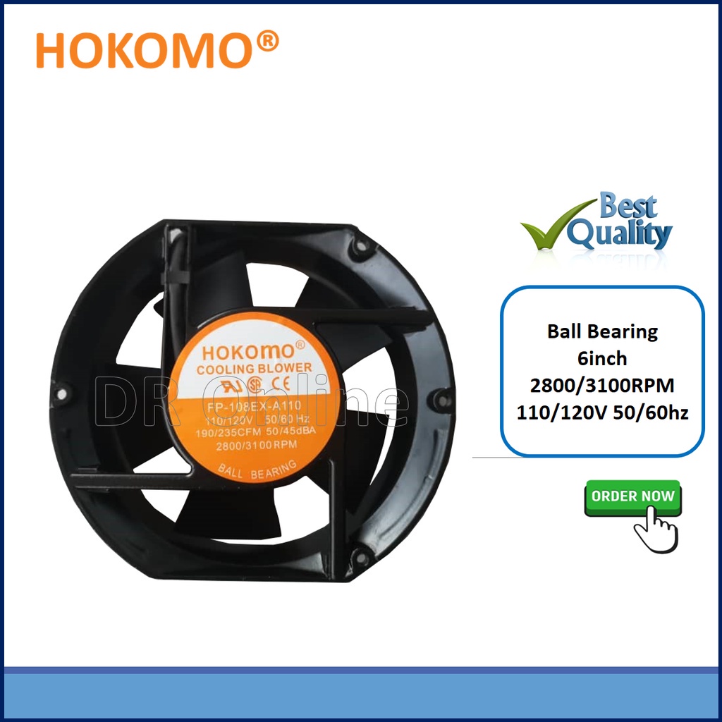 HOKOMO Cooling Blower Fan Axial fan 6inch Ball Bearing, 240VAC /110VAC/ 415VAC C/W Fan Filter ...