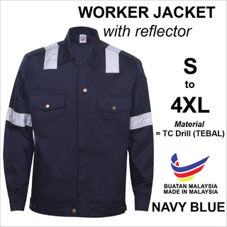 Reflective Worker Safety Jacket Navy Blue Jaket Teknikal Biru Gelap ...