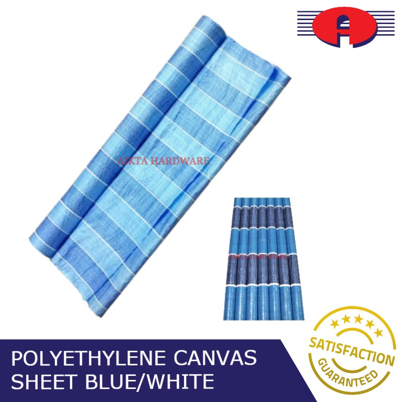 POLYETHYLENE CANVAS SHEET BLUE WHITE FLOOR COVER FLOOR PROTECTOR CANVAS ...