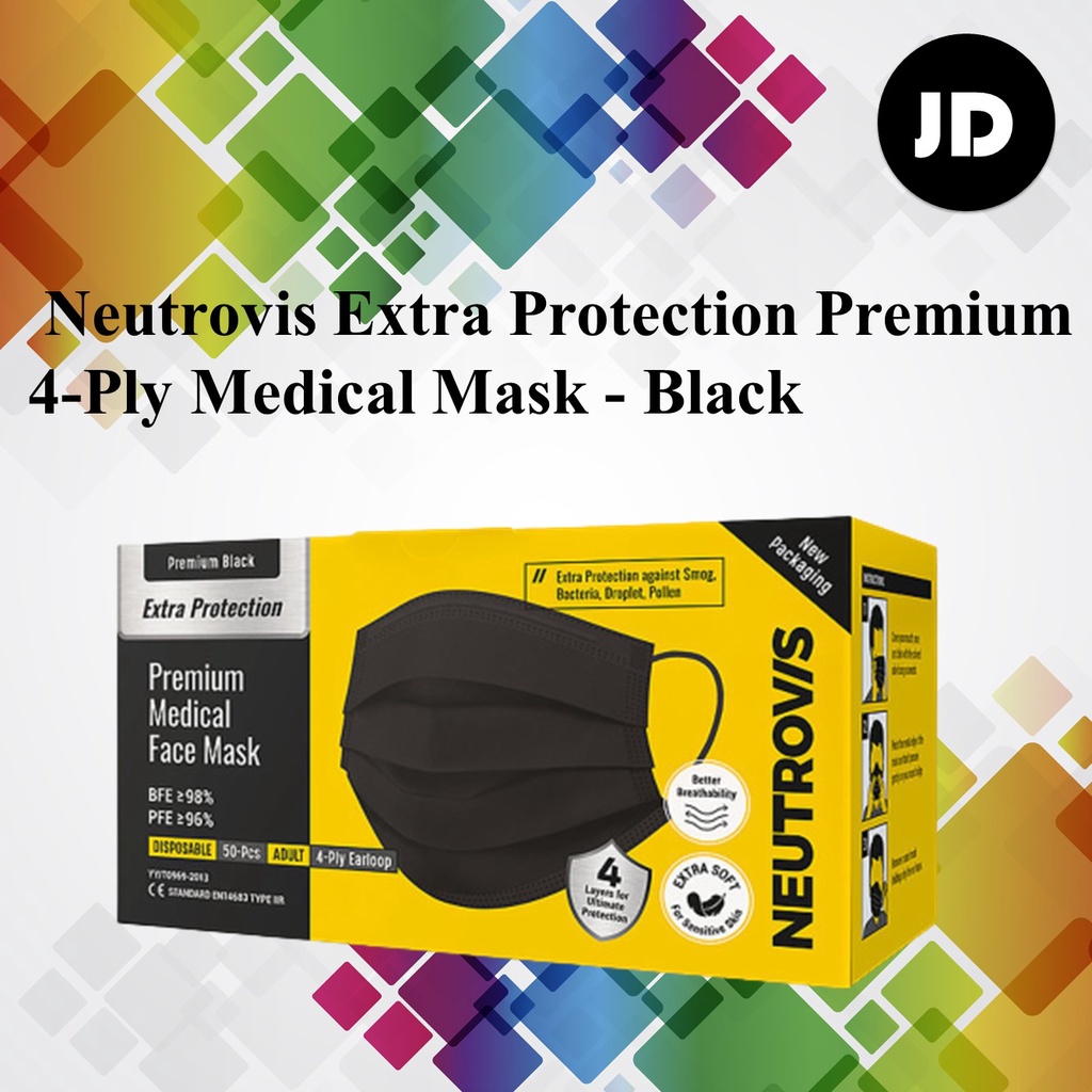 [ORIGINAL] Neutrovis 4PLY Premium Medical Face Mask | Premium Black ...