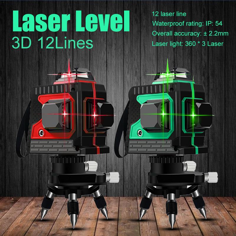 3D IP54 Waterproof 12 Lines Green Laser Levels Self-Leveling 360 ...