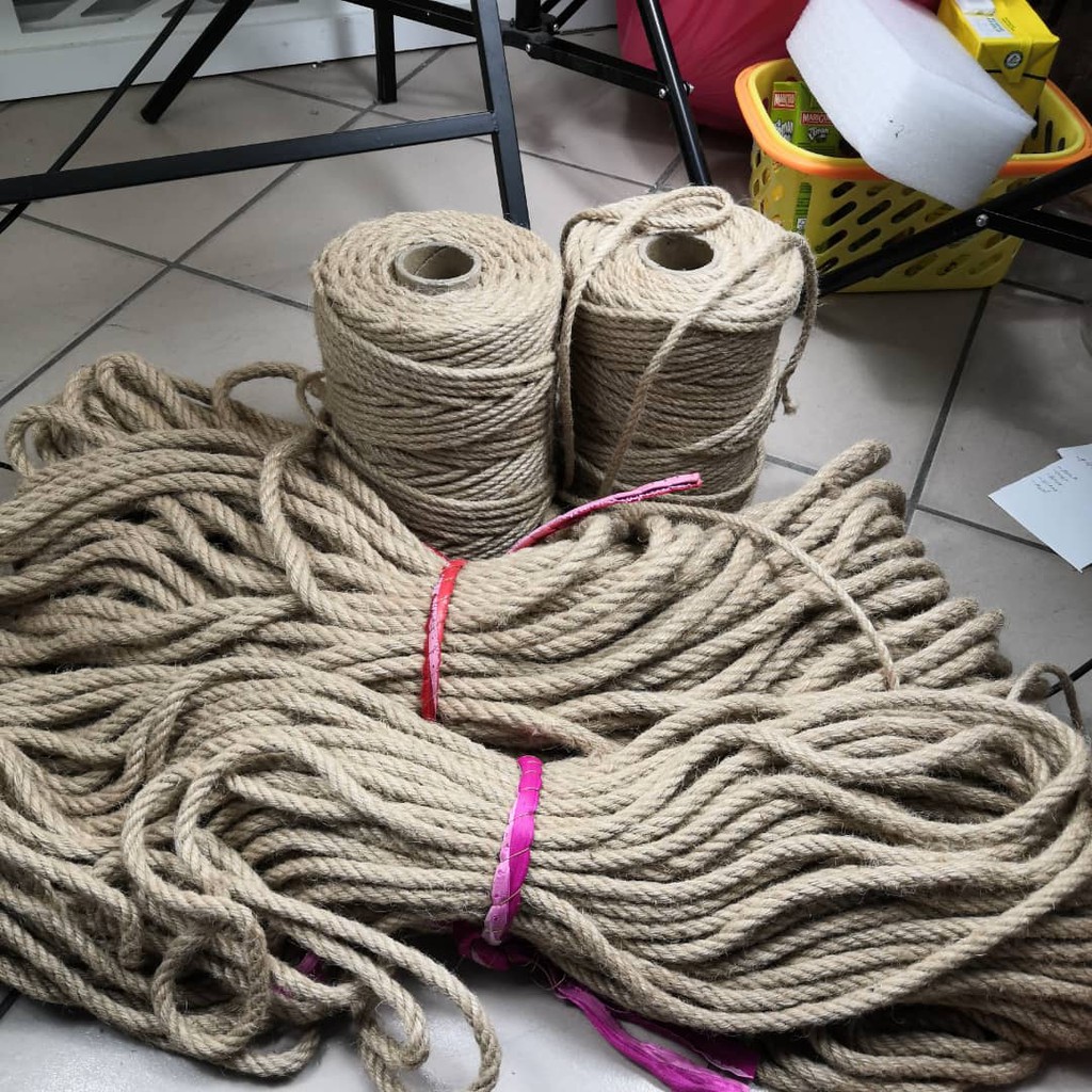 Tali guni tali jut hemp rope hem cordage 0.6cm & 0.8cm & 1.0cm x 1 ...