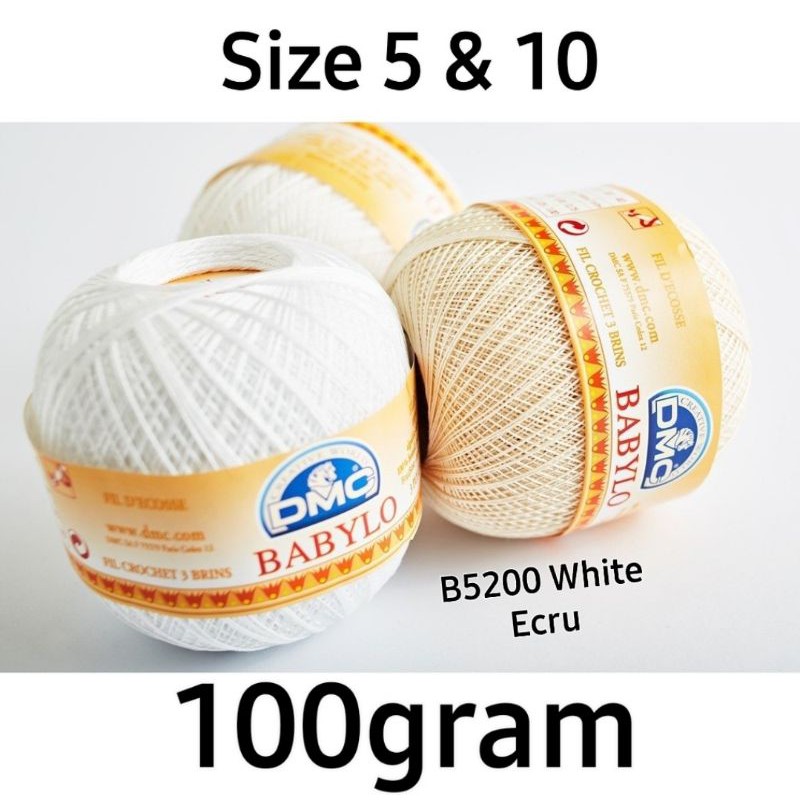 (100gram) DMC Babylo Crochet Yarn Lace Thread, 100% Cotton, for Crochet ...