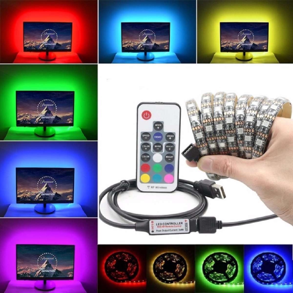 Waterproof USB LED Strip Multi Color Light RGB 5050 1 Metre 17keys ...