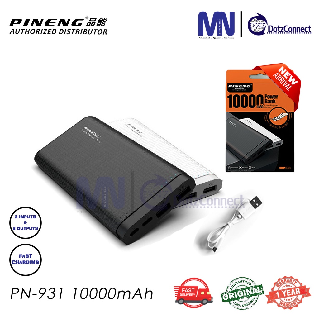 Pineng PN-931 10000mAh Li-ion Polymer 2 Types Input [ Micro USB | Type ...