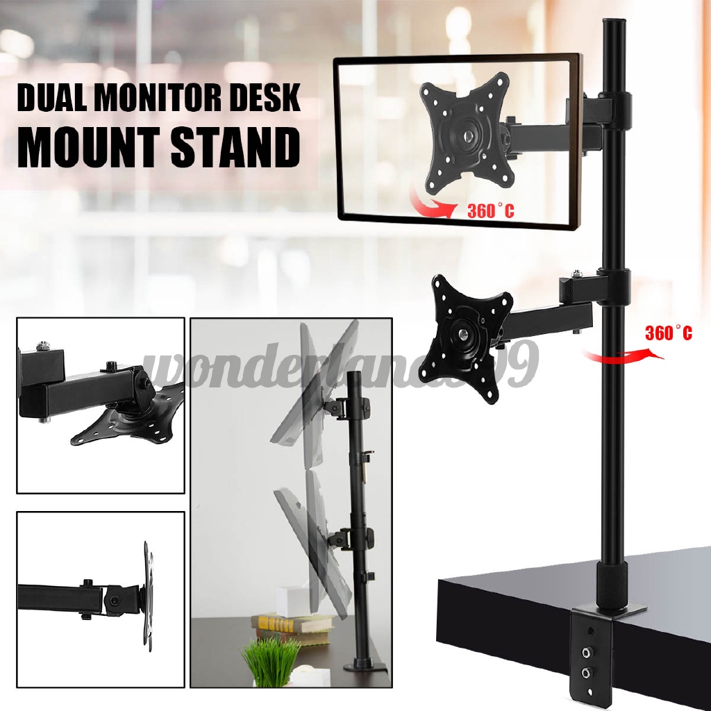 Dual Monitor Desk Mount Stand Heavy Duty Fully Adjustable Screens up to ...