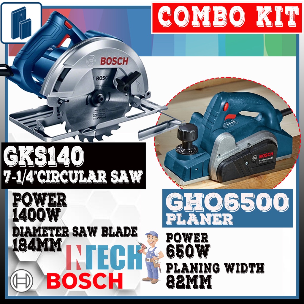 BOSCH COMBO KIT GKS140 7-1/4" CIRCULAR SAW (TO REPLACE) GKS7000 C/W GHO ...