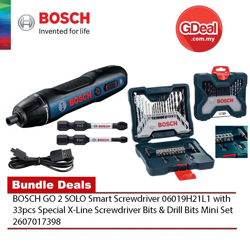 Bosch Go 2 Solo Smart Screwdri 06019h21l1 Bosch Ac 33pcs X Line