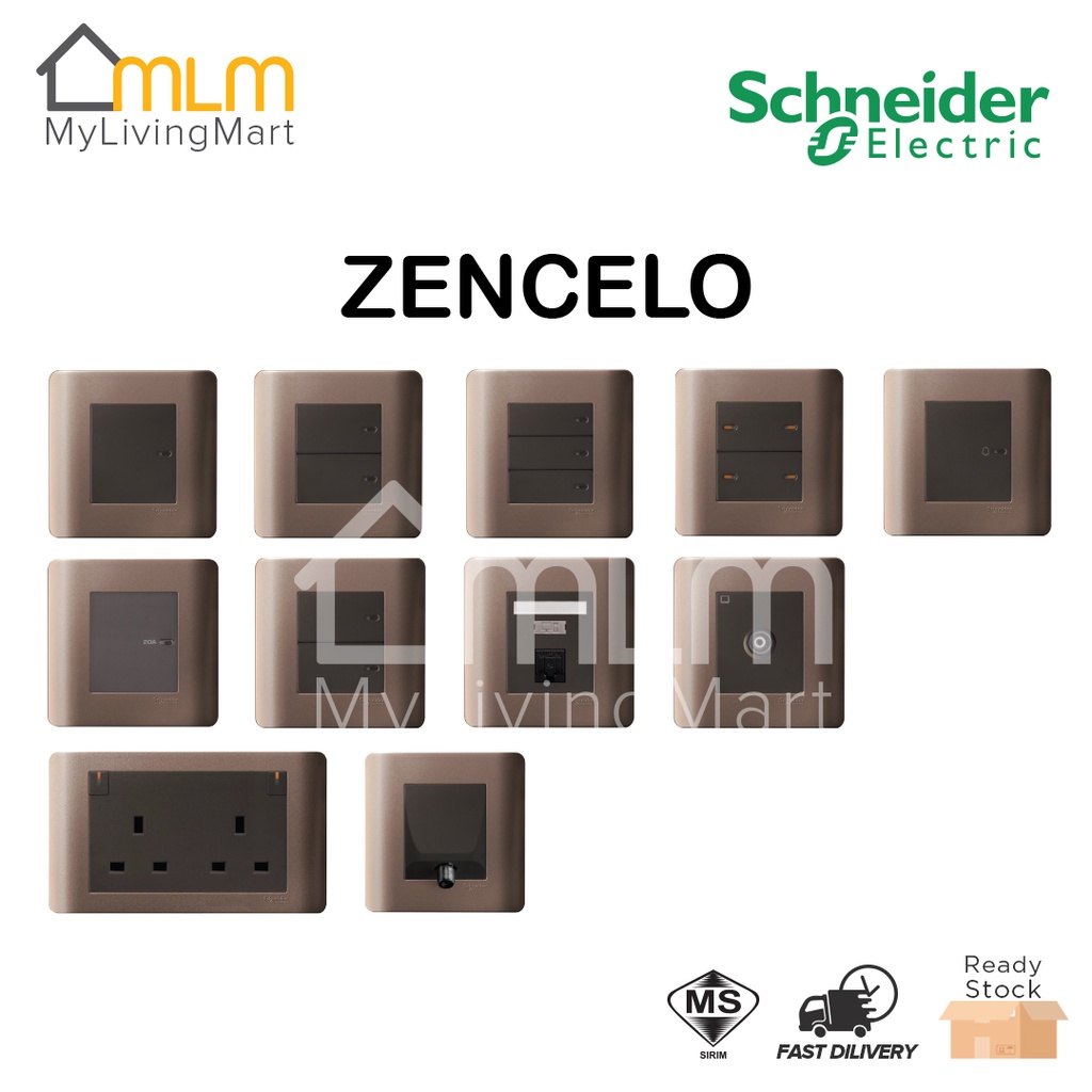 Schneider Zencelo Series Silver Bronze Switches Socket 13A 20A Double ...