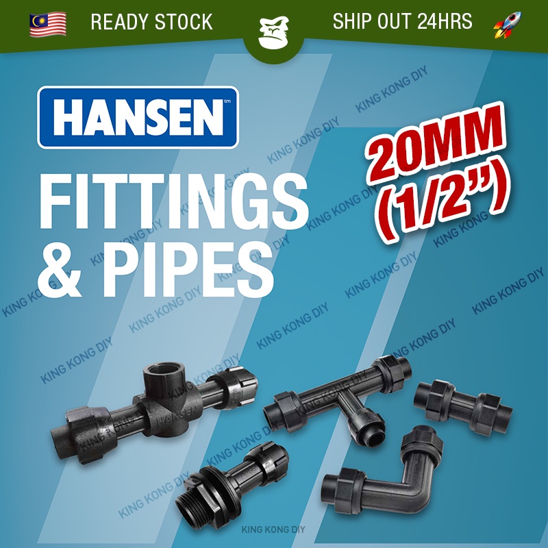 20mm (1/2") HANSEN FITTINGS HDPE Pipes Nylon 6 Elbow Tee Socket Coupling Tank Connector Thread ...