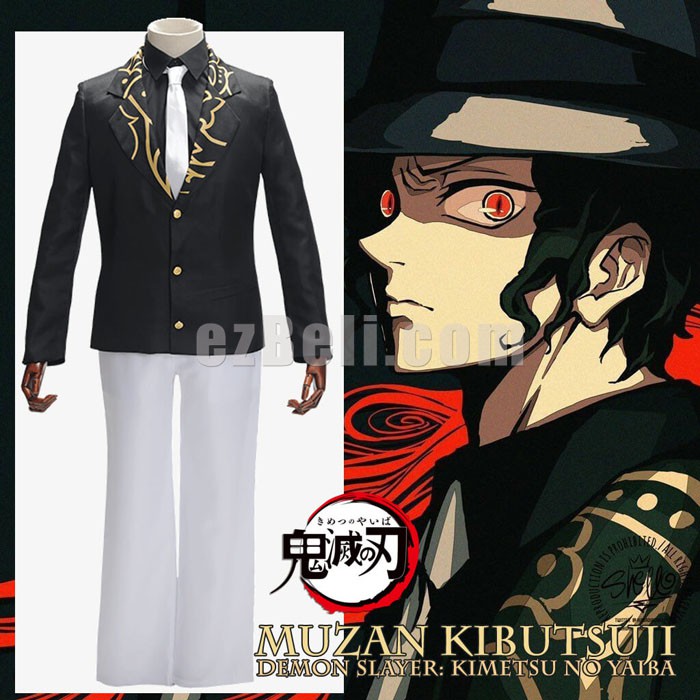 Anime Demon Slayer Kimetsu no Yaiba Kibutsuji Muzan Black Formal Suits ...