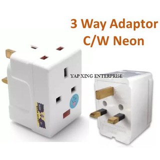 3 Way Adaptor With Neon light / 3 Way Multi Adaptor / All In One ...
