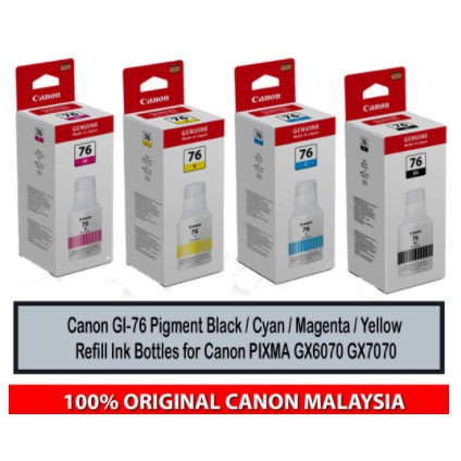 Canon GI-76 INK (Pigment Black/Cyan/Magenta/Yellow) GI76 Toner Ink ...