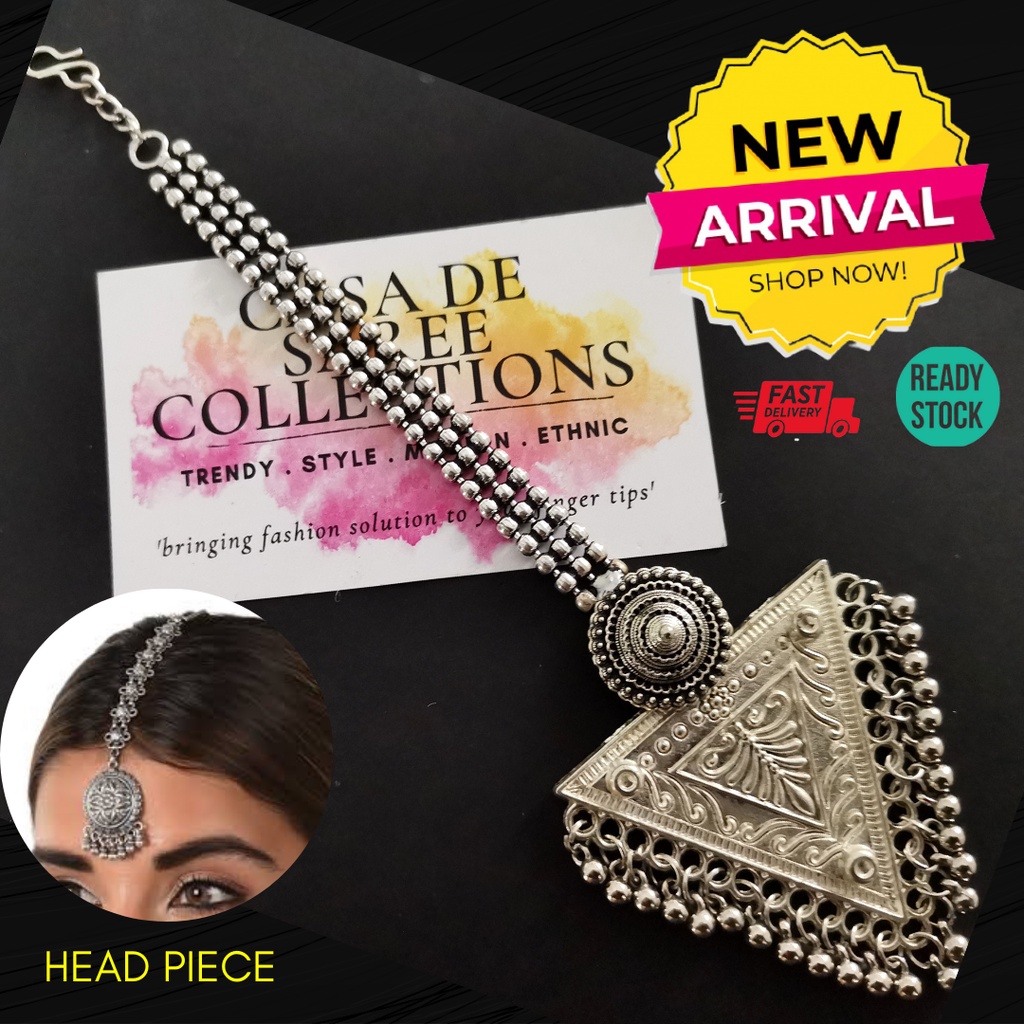NEW ARRIVAL (READY STOCK) HIGH QUALITY OXIDISED SILVER TIKKA (HAIR ...