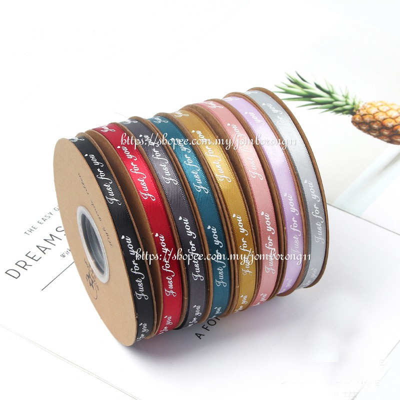 (50M) 1CM Just For You Ribbon Riben Reben Satin Organza Gift Flower ...