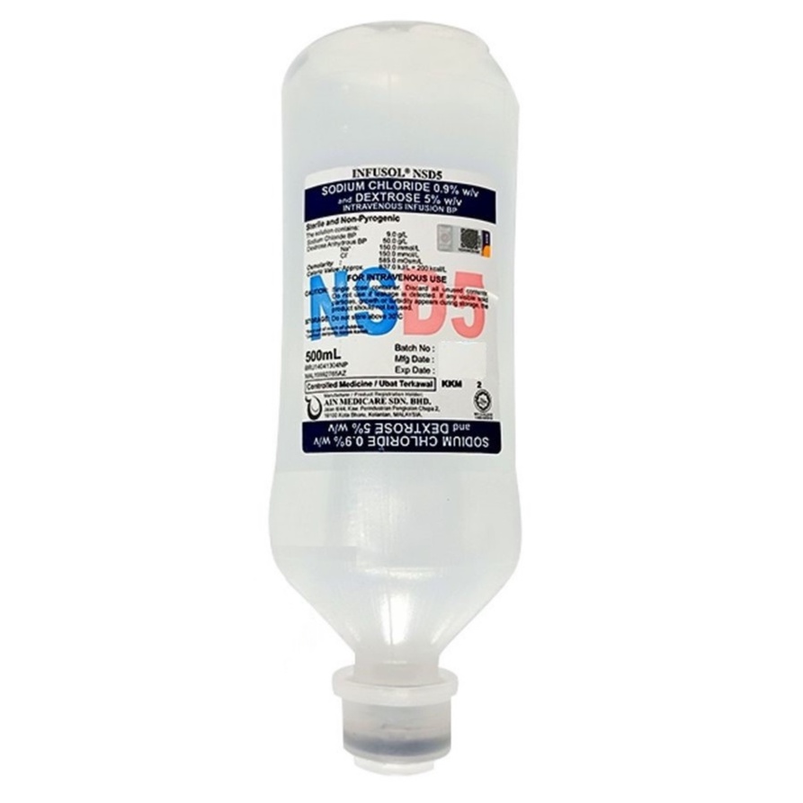 Infusol NSD5 (Sodium Chloride 0.9% w/v and Dextrose 5% w/v) (500ml ...