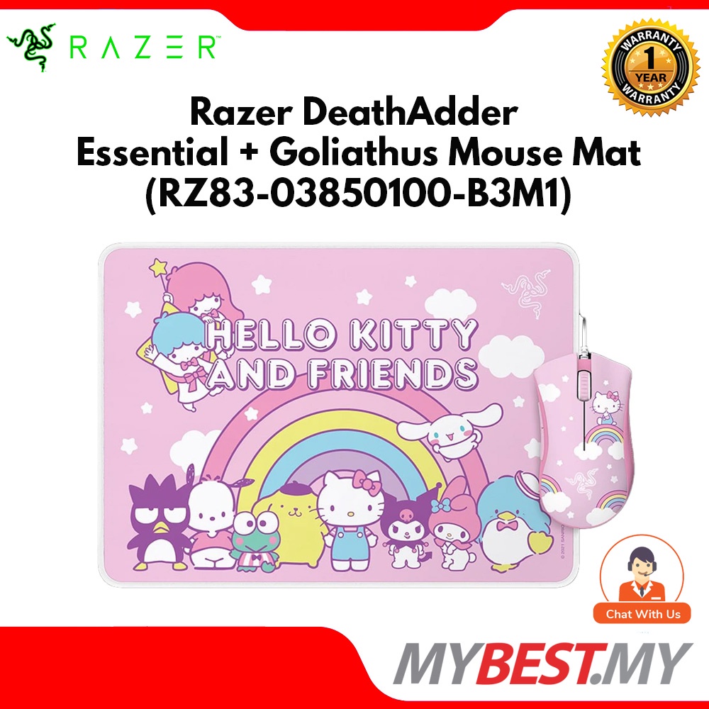 Razer DeathAdder Essential + Goliathus Mouse Mat Bundle - Hello Kitty ...