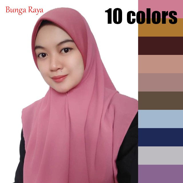 Bunga Raya 10 colors Tudung Sarung Chiffon Hijabs Muslim Wear | Shopee ...