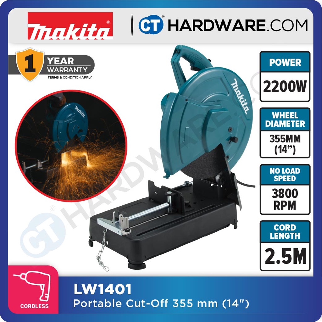 MAKITA LW1401 CORDED PORTABLE CUT-OFF 355MM (14″) | 2200W | 3800RPM ...