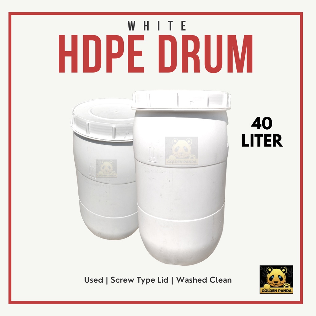 [SECOND HAND] HDPE Empty Drum Open Top 40L/ 40KG/ Plastic Drum/ White ...