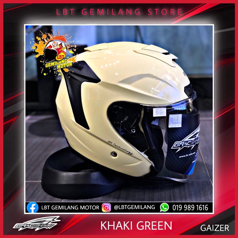 GRACSHAW Helmets Gaizer [KHAKI GREEN] | Shopee Malaysia